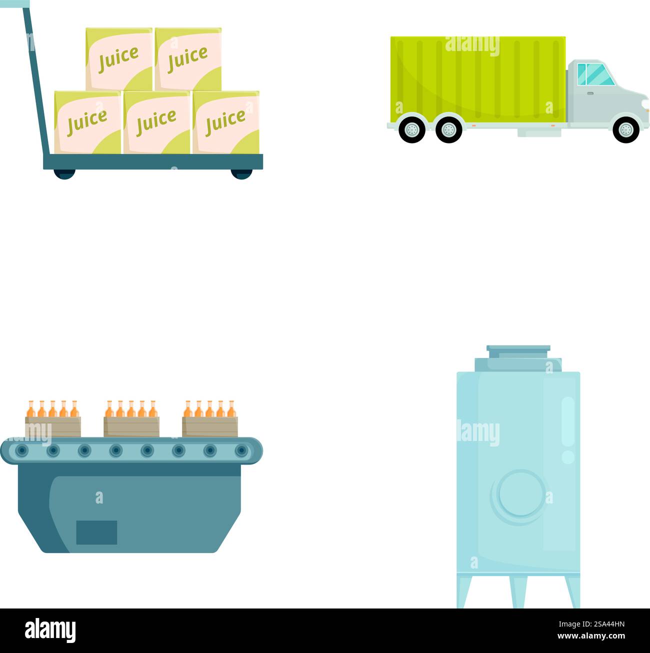 Collection of four vector illustrations featuring different cargo and ...