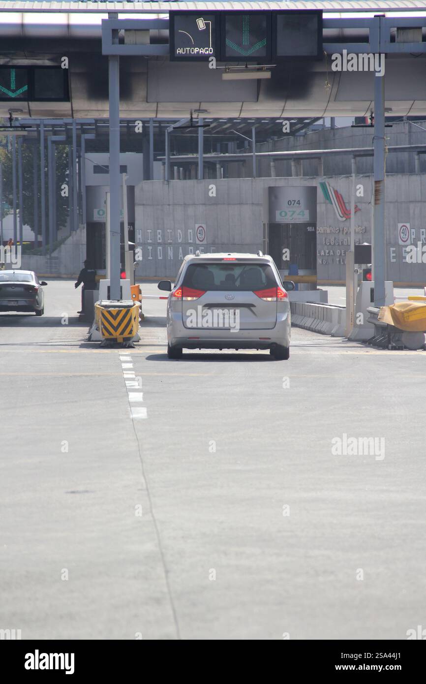 Mexico City, Mexico - Jan 1 2025: Toll booth at the exit to the highway ...