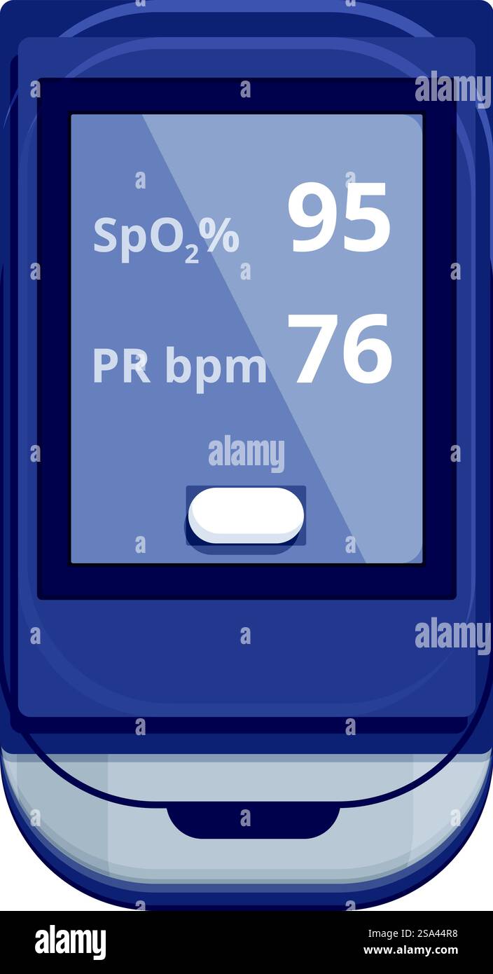 Vector illustration of a pulse oximeter showing oxygen saturation and ...
