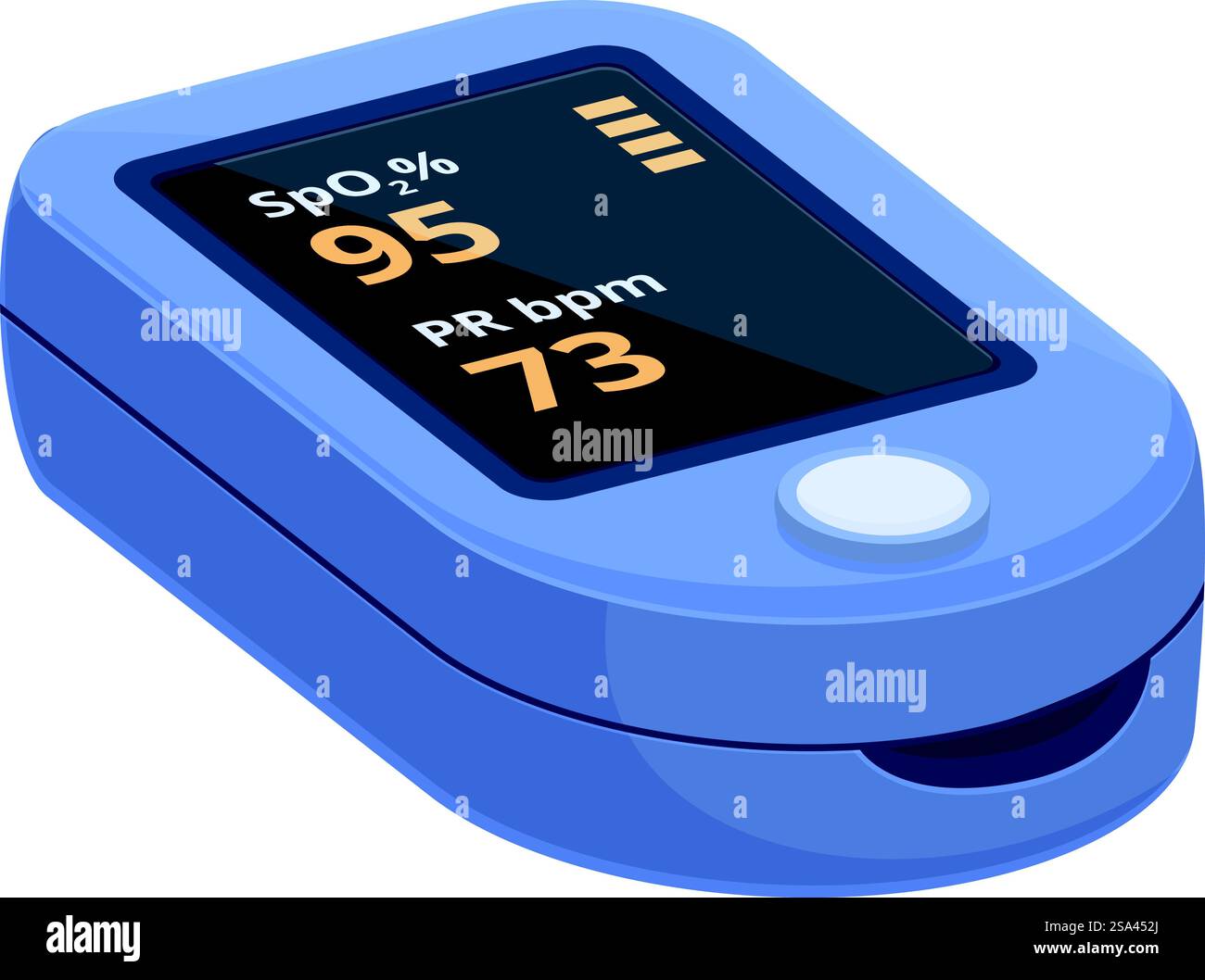 Isometric vector illustration of digital pulse oximeter device for monitoring oxygen saturation ...
