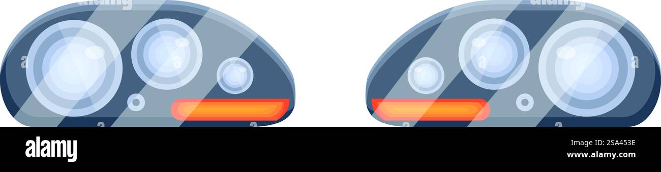 Set of contemporary car headlights is illuminating the night, ensuring ...