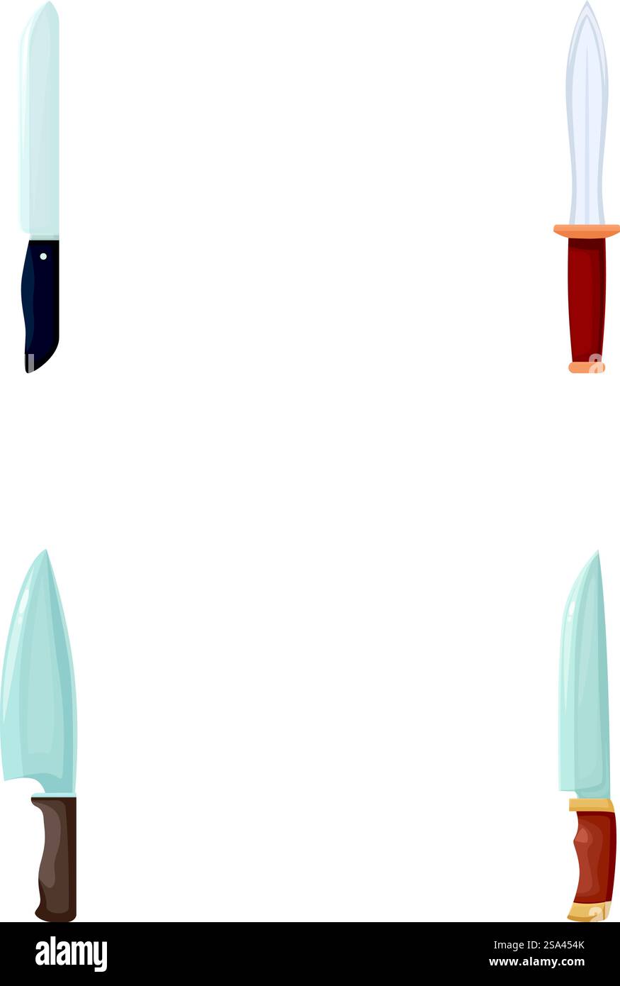 Vector illustration of four different styles of cartoon knives ...