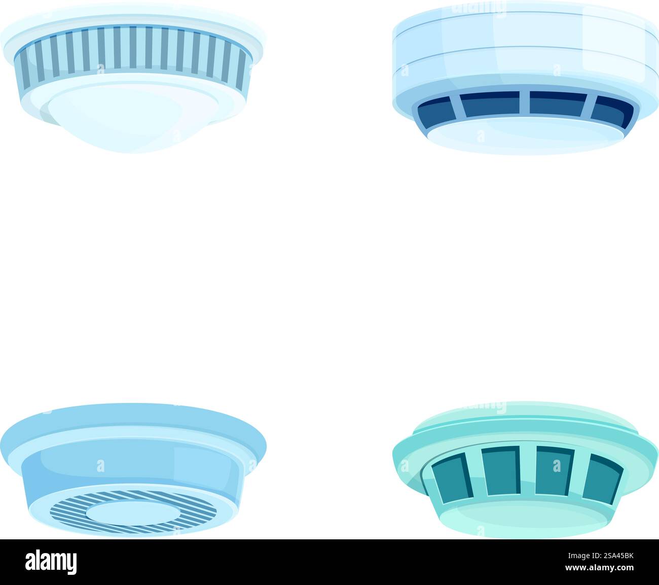 Fire detector icons set cartoon vector. Smoke control system. Fire ...