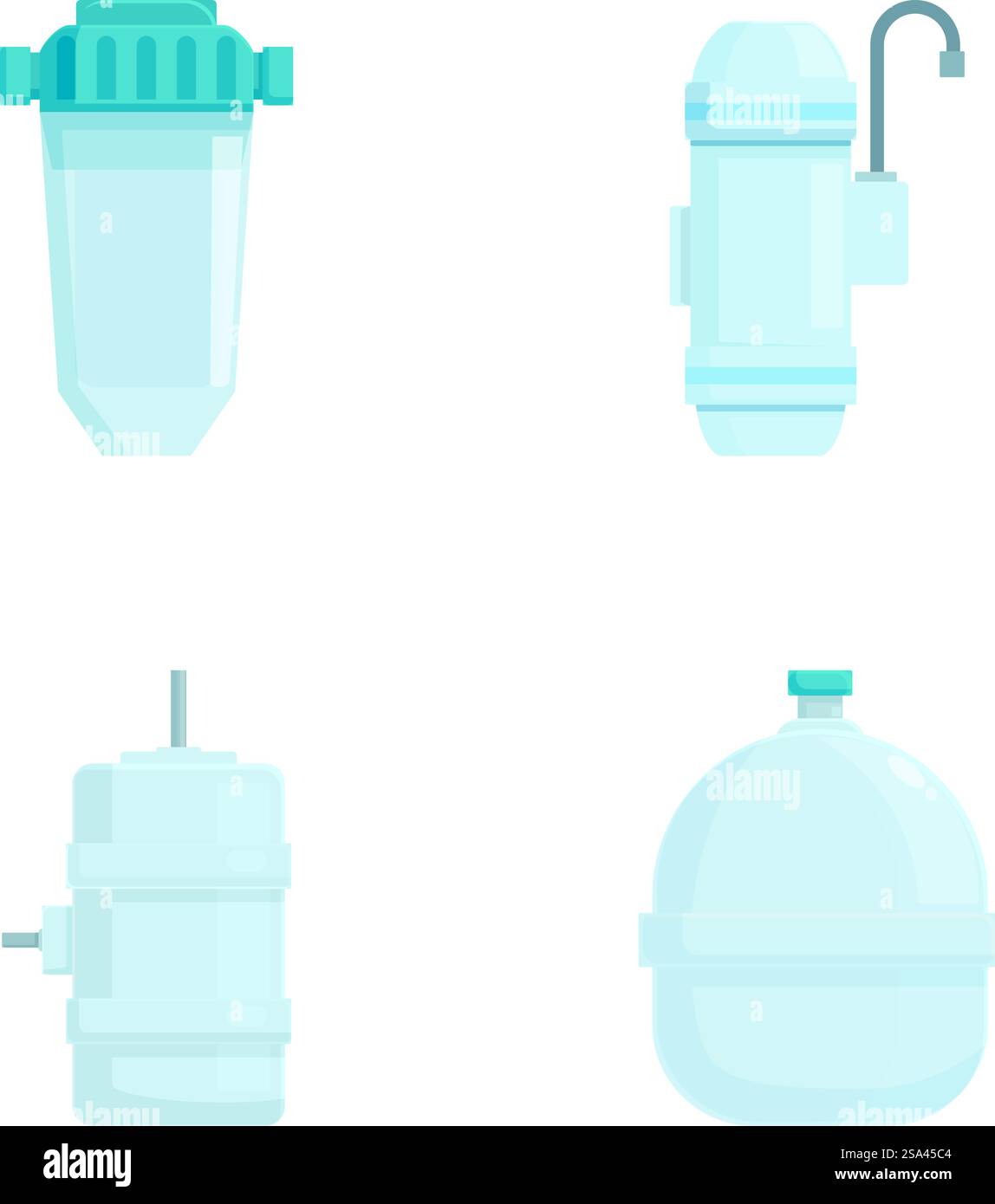 Four vector illustrations depicting different types of water filtration ...