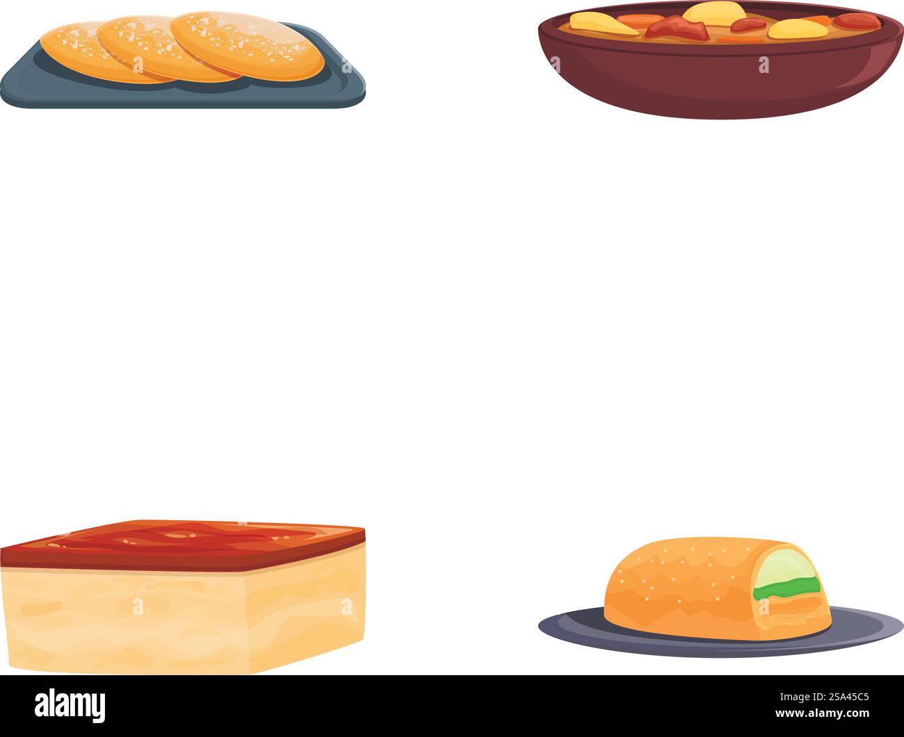 Balkan dish icons set cartoon vector. Traditional dish from balkan ...