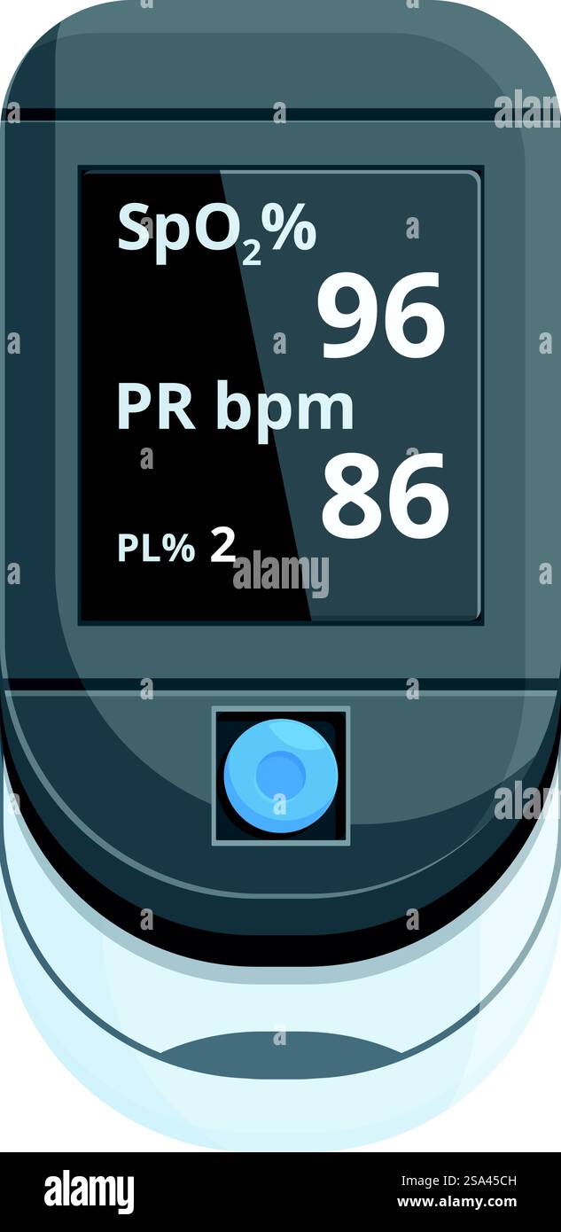 Isolated image of a pulse oximeter showing blood oxygen saturation spo2 ...