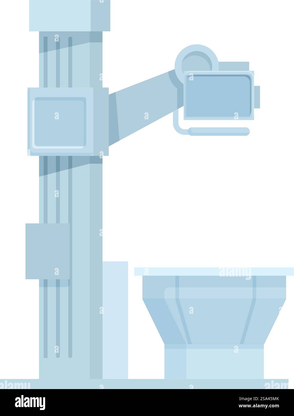 Flat vector graphic depicting a robotic arm commonly used in advanced ...