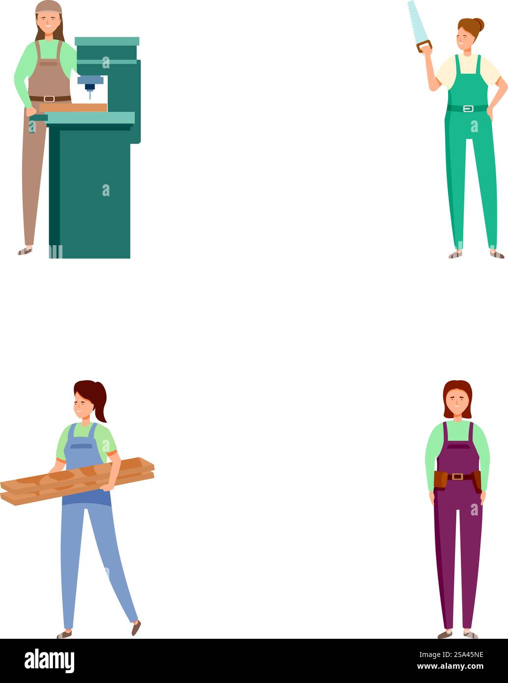 Illustrations of women in different jobs, from office to trades ...