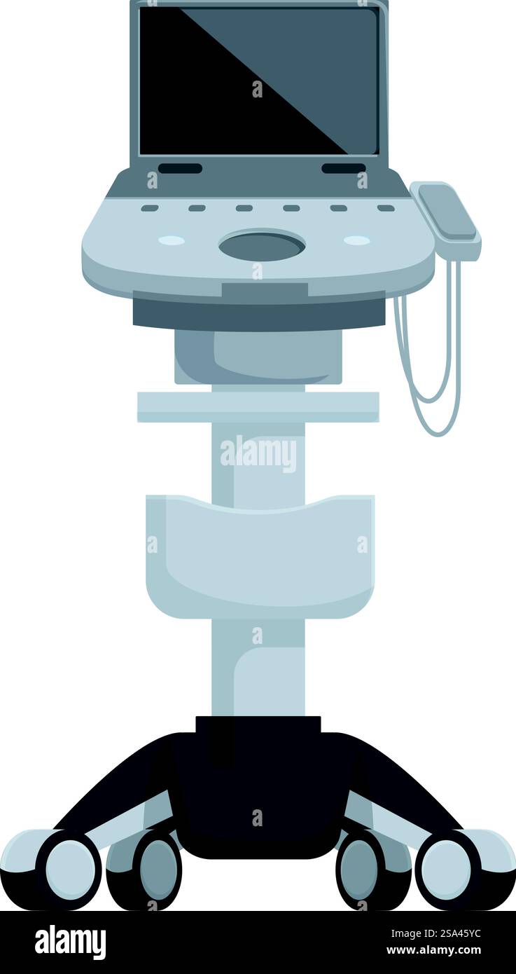 Vector illustration of a contemporary ultrasound machine in a medical ...