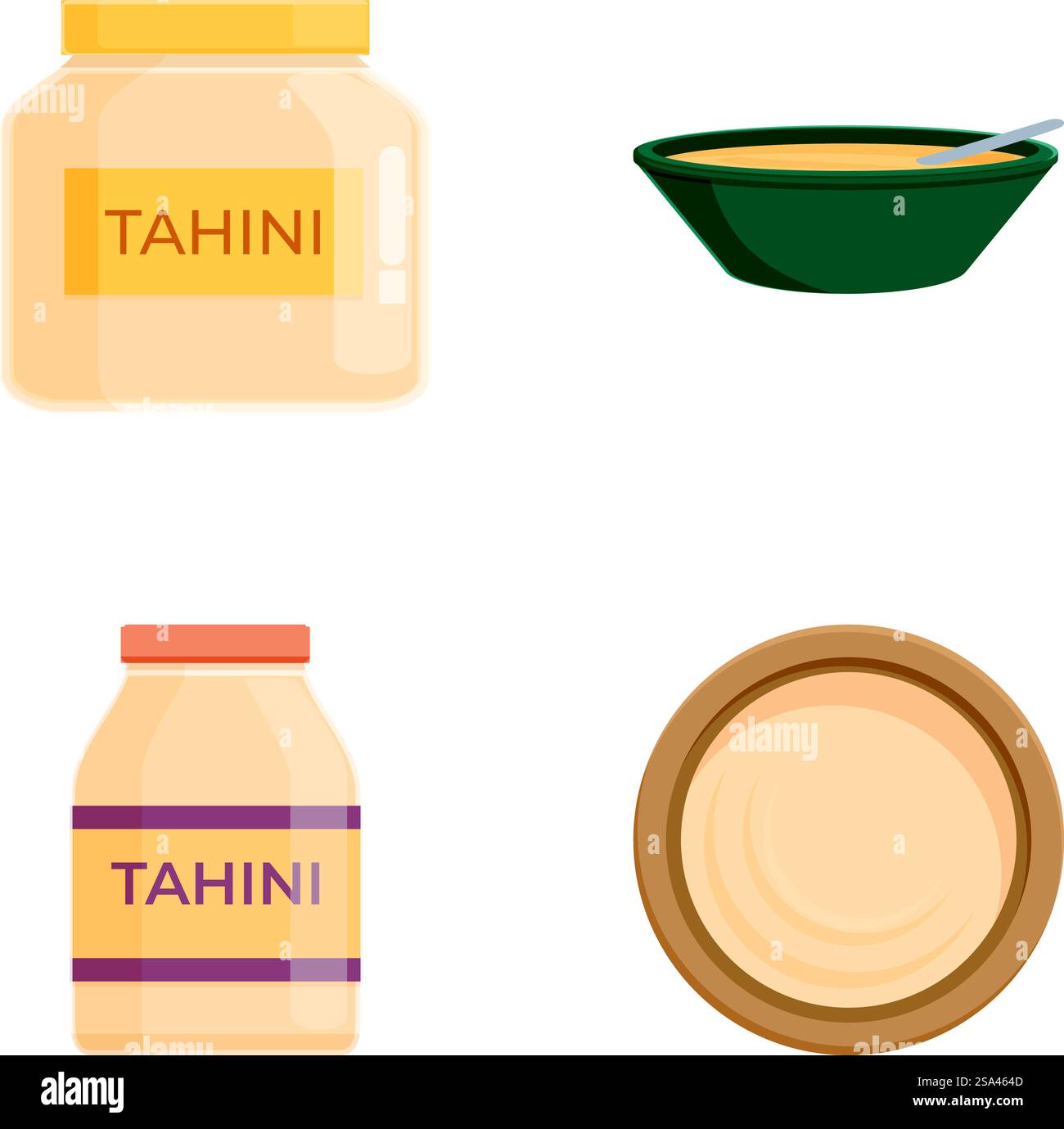 Tahini dressing icons set cartoon vector. Tahini sesame seed paste ...
