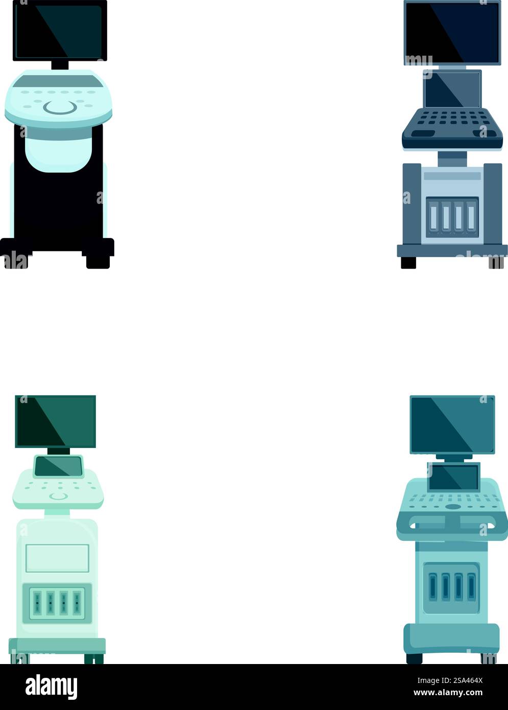 Collection of four isolated vector illustrations showing different ...