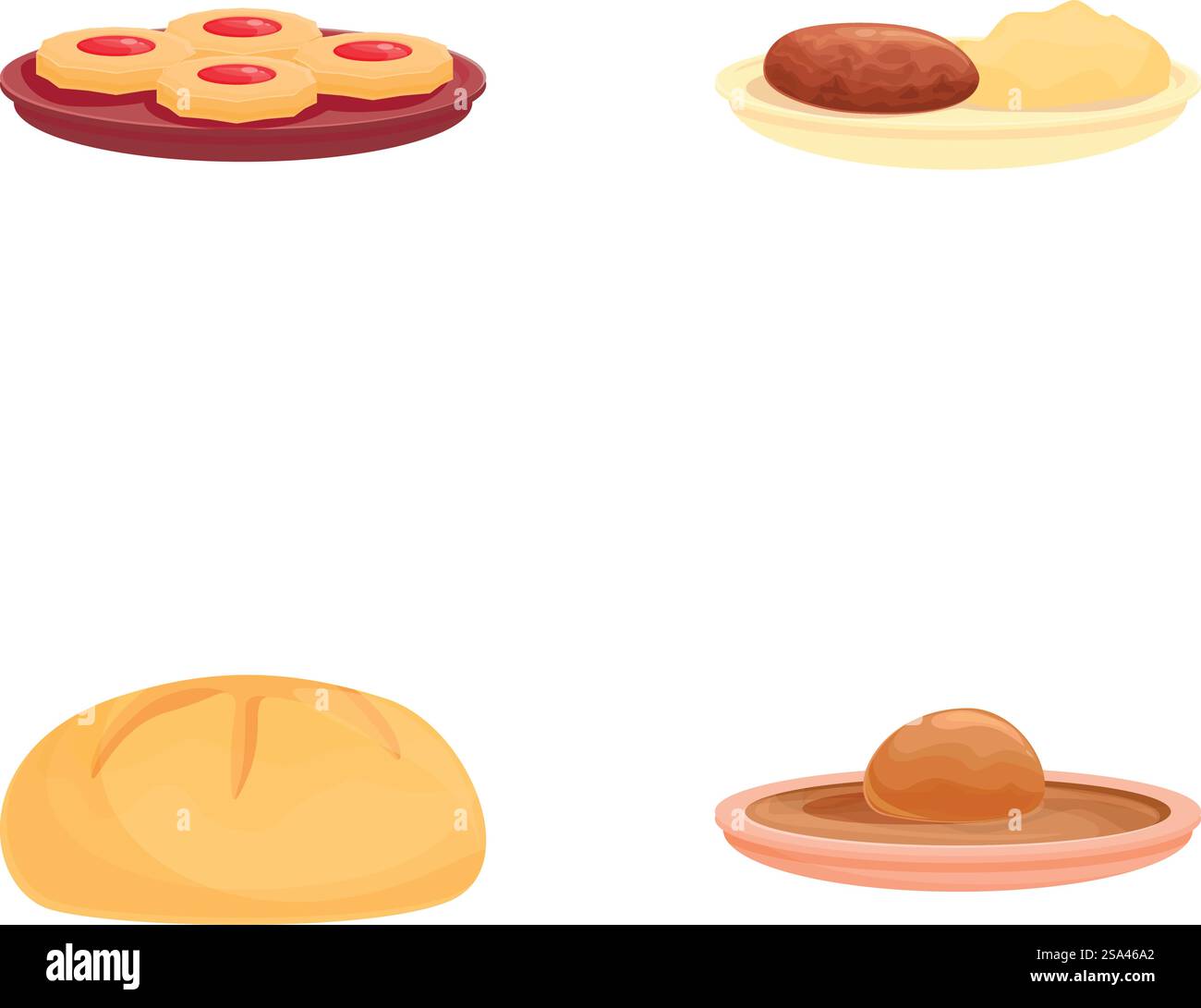 Austrian meal icons set cartoon vector. Various austrian cuisine dish ...