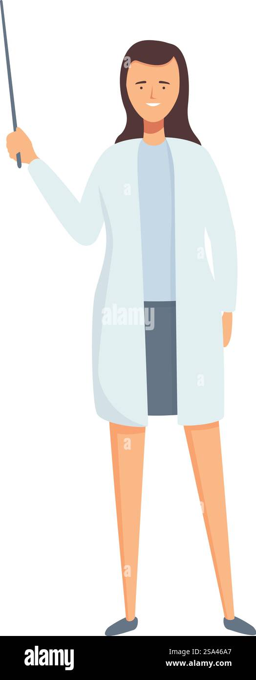 Vector illustration of a woman in professional attire holding a pointer ...
