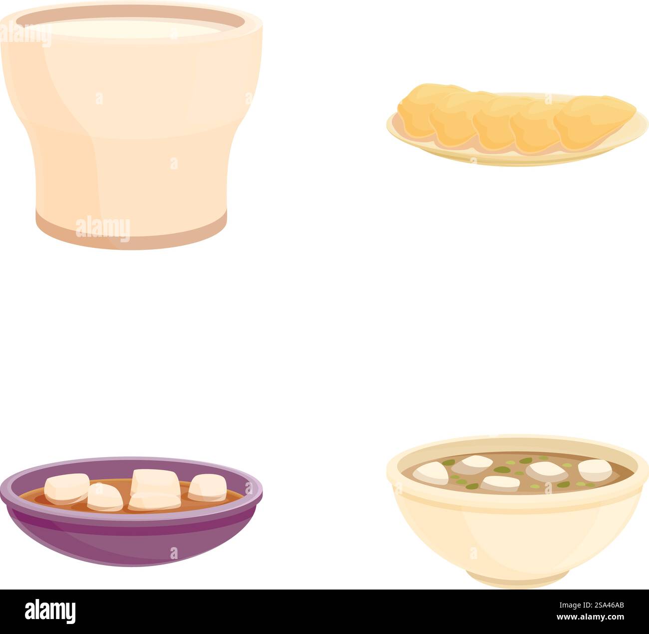 Collection of four different foodrelated vector illustrations on a ...