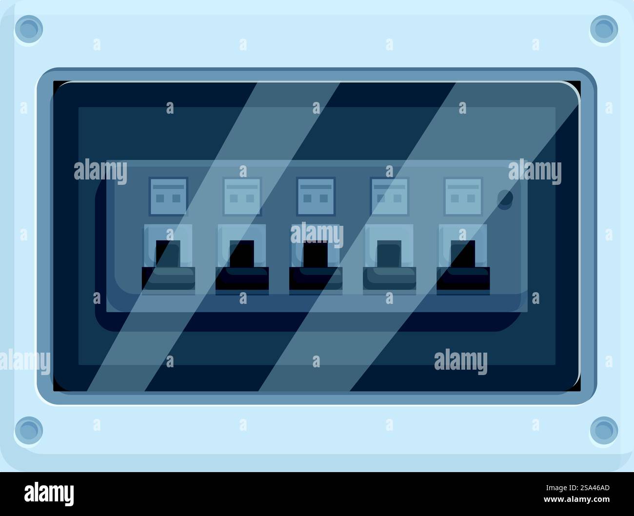 Metal electric panel is supplying power to multiple circuits, ensuring ...