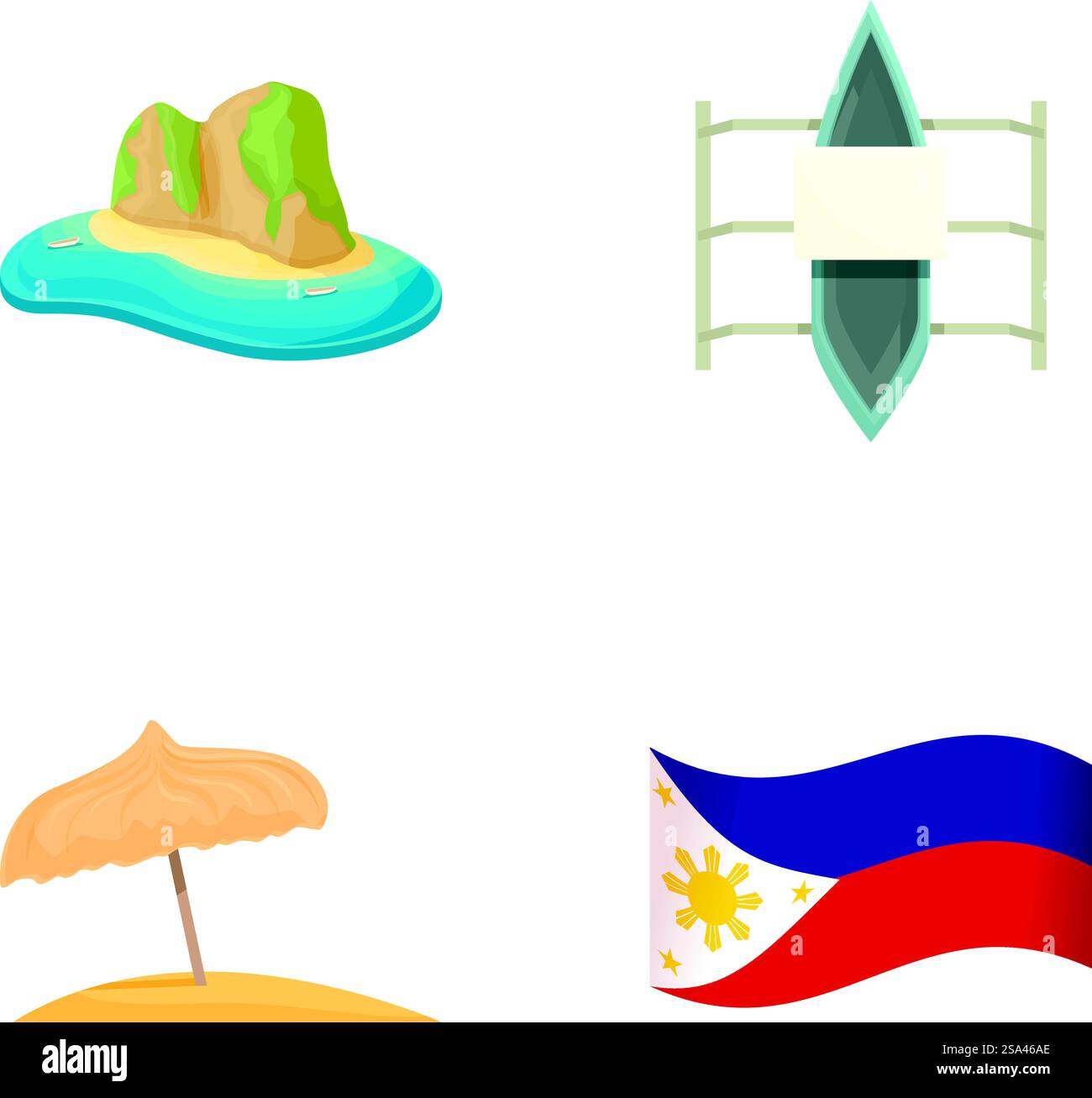 Philippines republic icons set cartoon vector. Philippine flag and ...