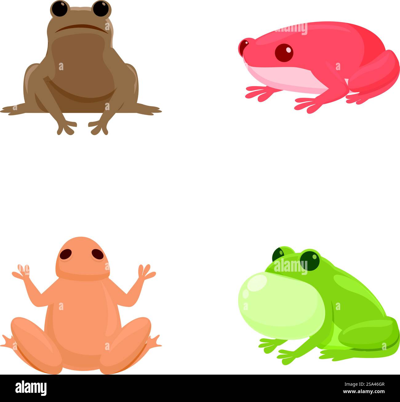 Cartoon frog icons set cartoon vector. Colorful cartoon wild frog ...