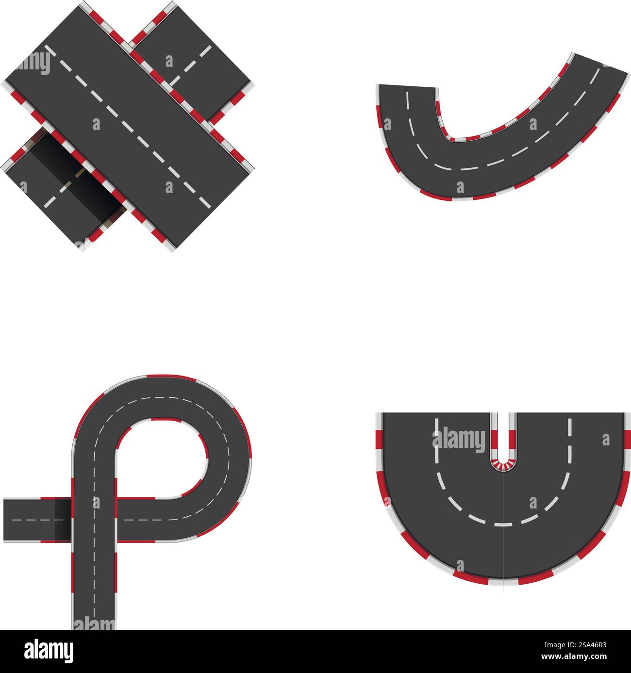 Race track icons set cartoon vector. Curve and circle racetrack. Sport ...