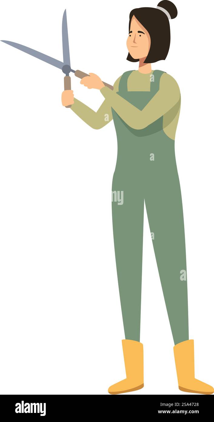 Gardener is holding gardening shears, ready to prune plants and ...