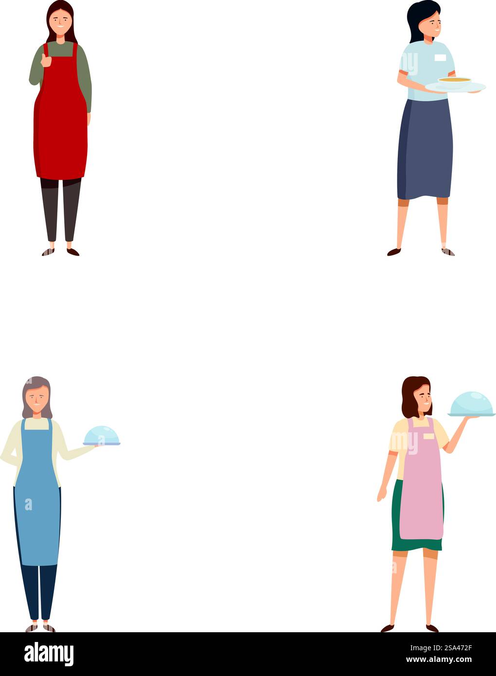 Collection of four diverse women characters in service uniforms hi-res ...