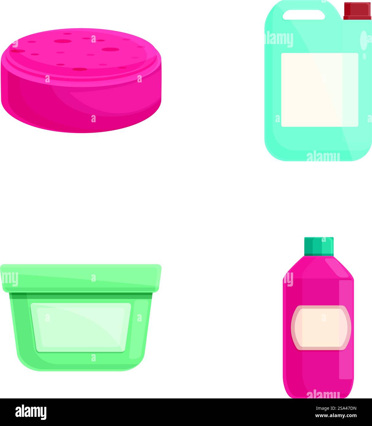 Collection of vector illustrations featuring everyday household items ...