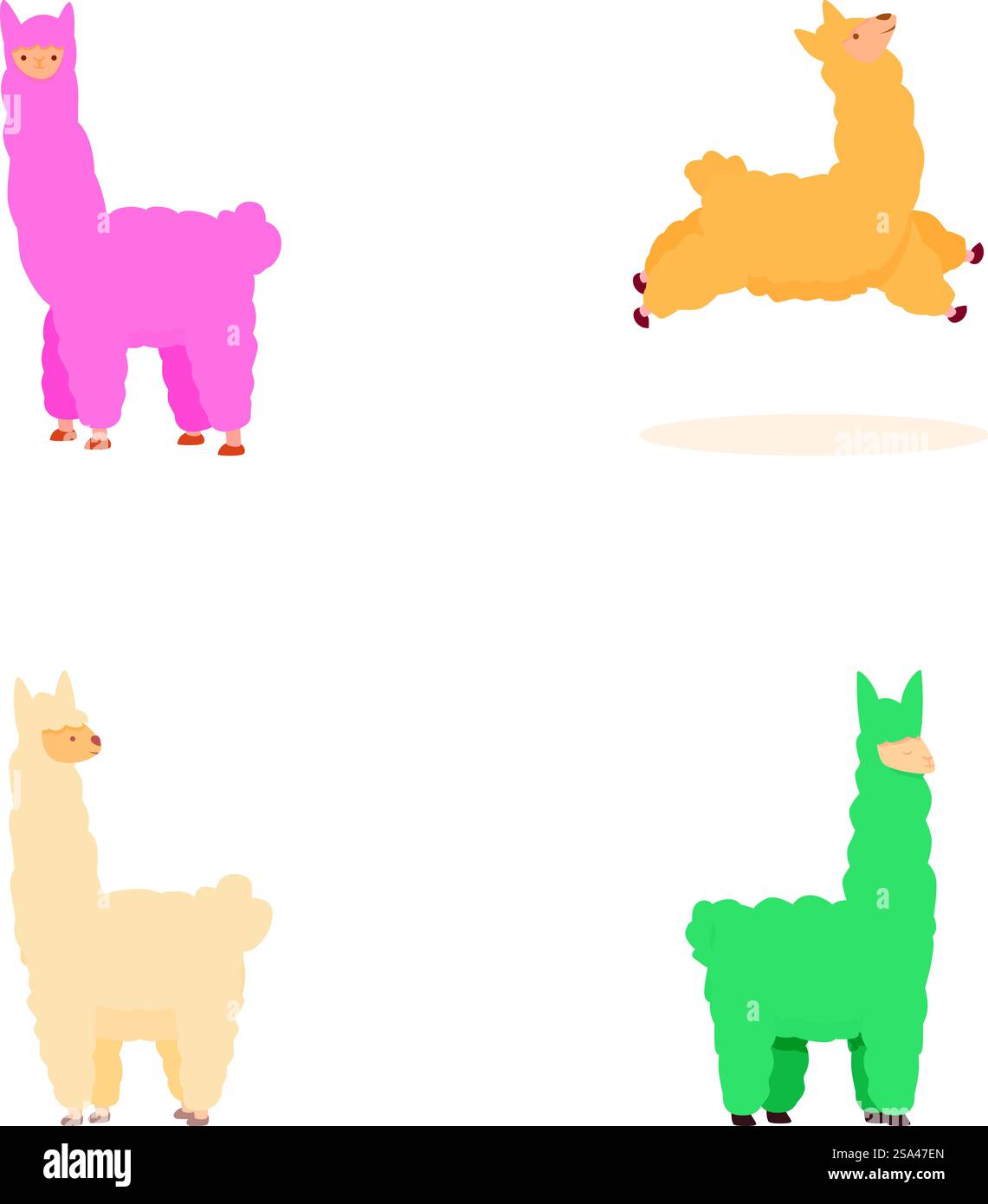 Llama icons set cartoon vector. Funny alpaca character. Cartoon animal ...