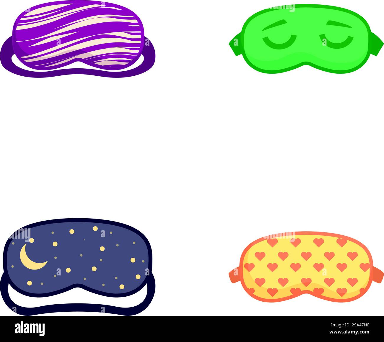 Set of four different styled sleep eye masks isolated on white ...