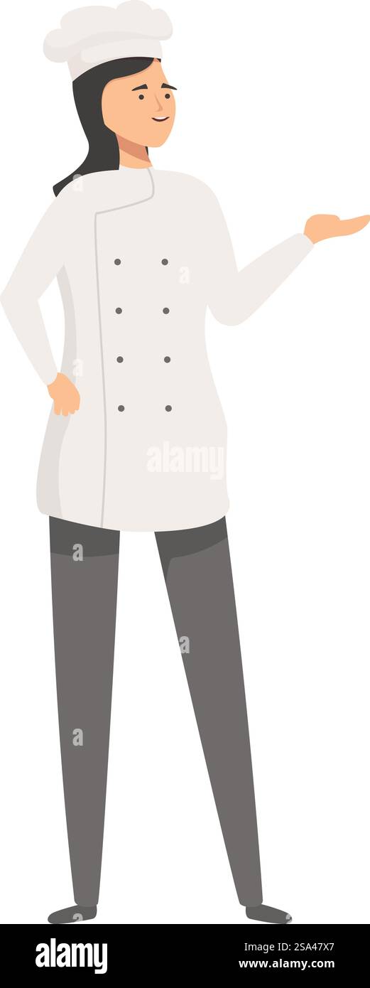 Vector illustration of a female chef in a professional uniform ...