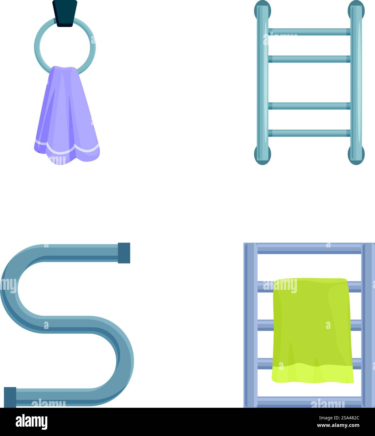 Collection of four home essentials icons, depicting common household ...