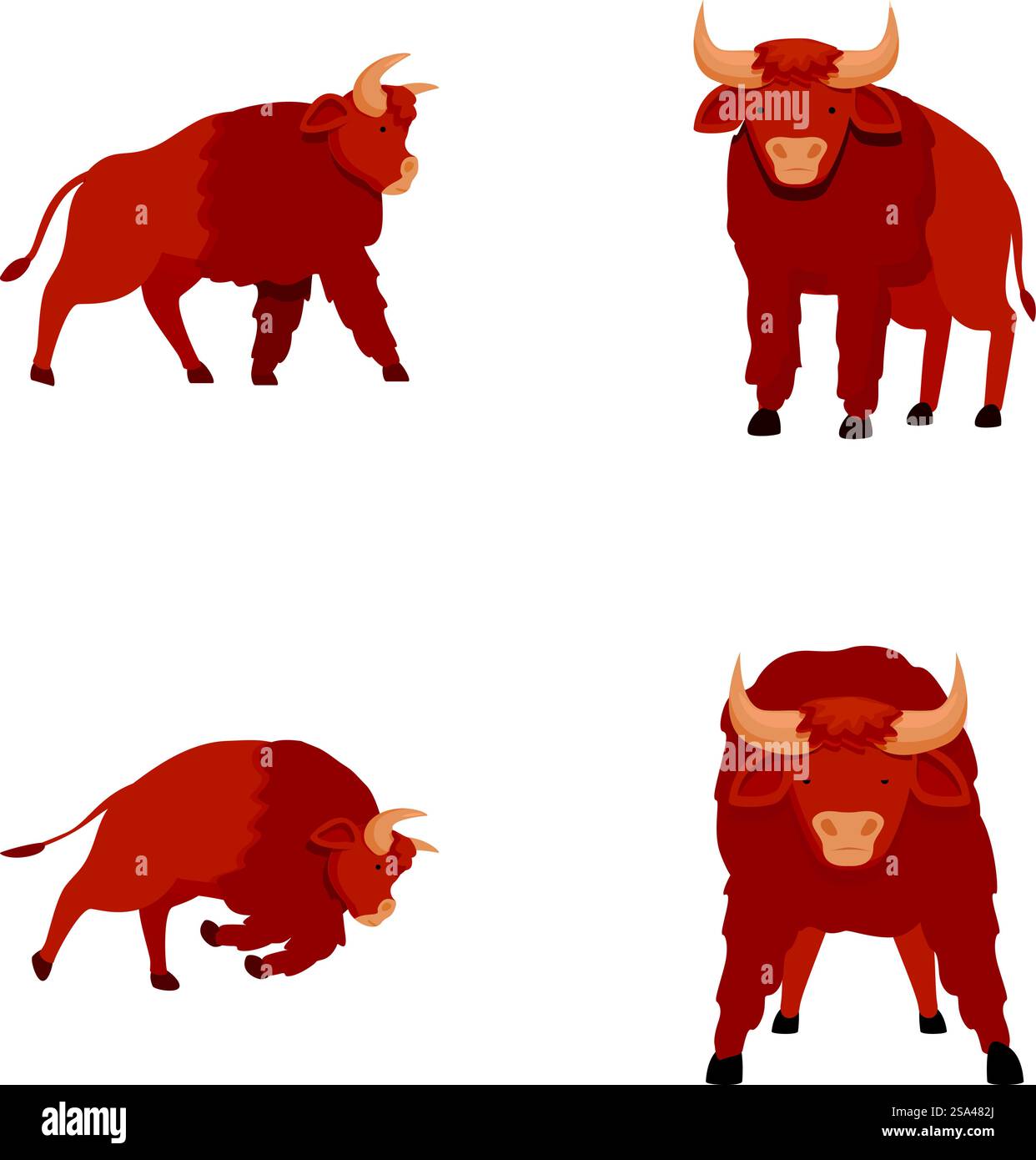 Bison icons set cartoon vector. Huge american bison animal. Wild nature ...