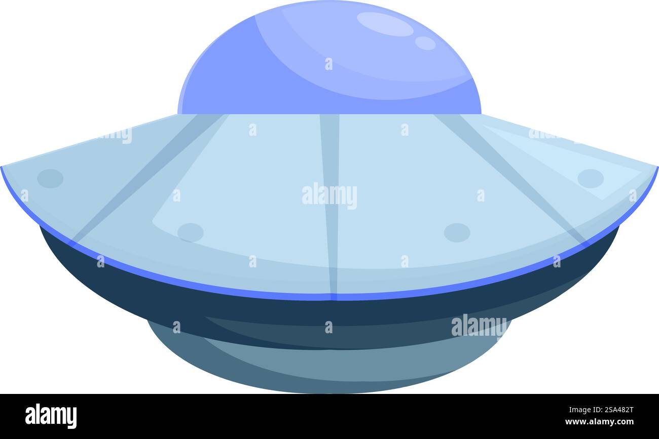 Classic ufo flying saucer from outer space is flying with its blue dome ...