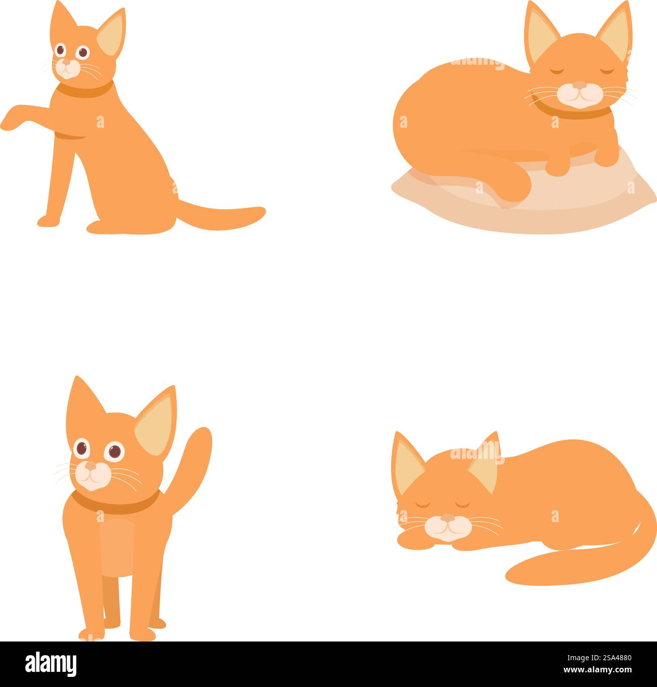 Illustration collection of four adorable cartoon cats sitting hi-res ...