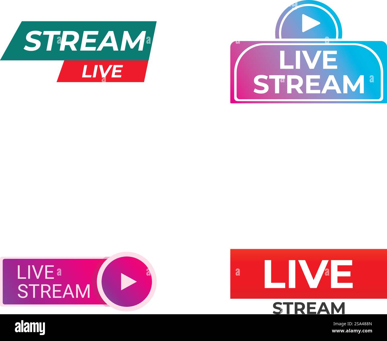 Dynamic and vibrant live stream logo set with modern, colorful, and ...