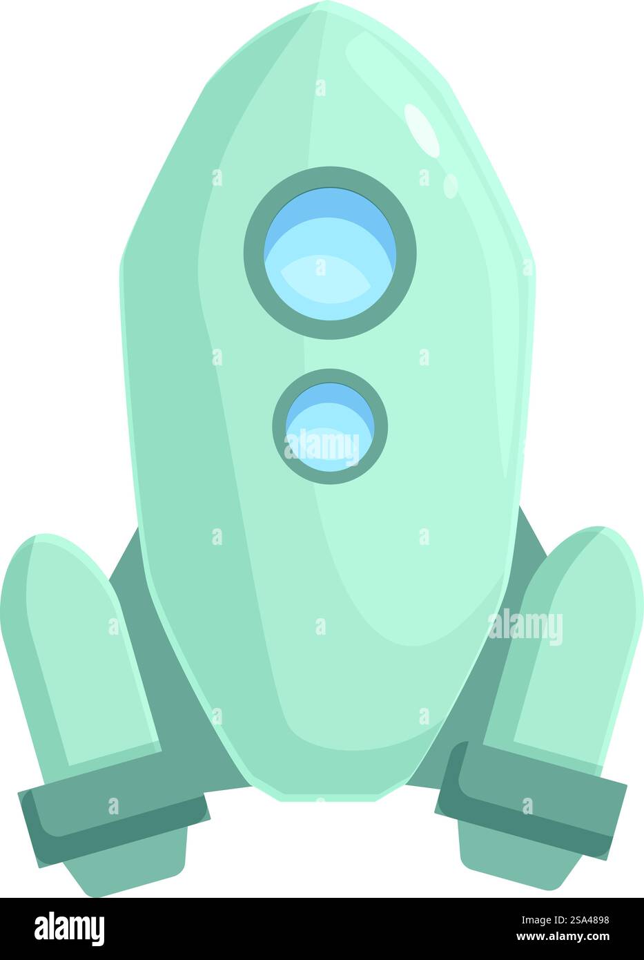 Cartoon spaceship is ready for launch into the vast expanse of outer ...