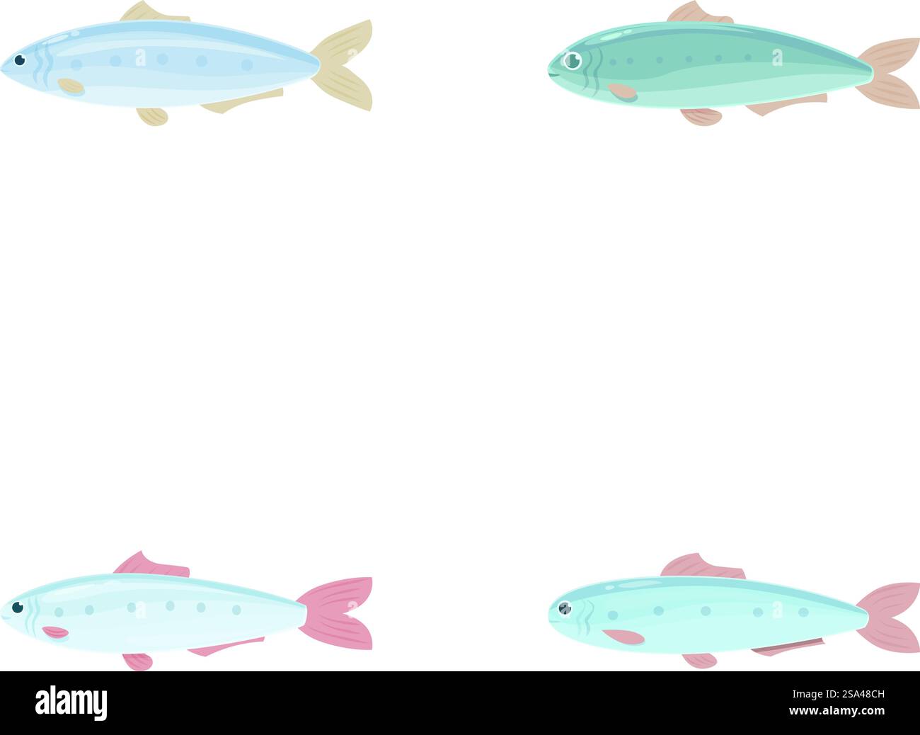 Four cute cartoon fish with various patterns on a white background. Set ...