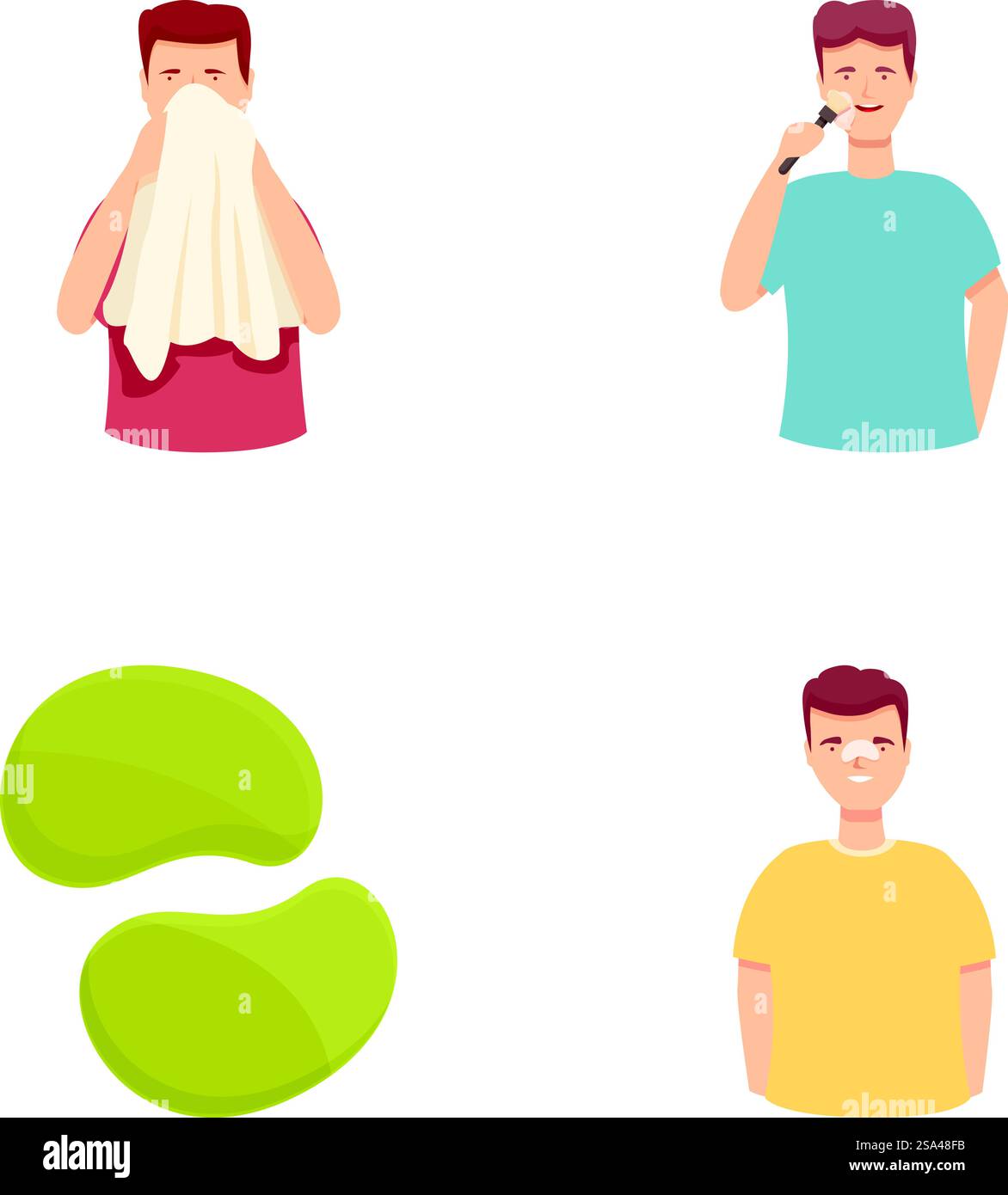 Vector illustration showing symptoms of a cold and subsequent recovery ...