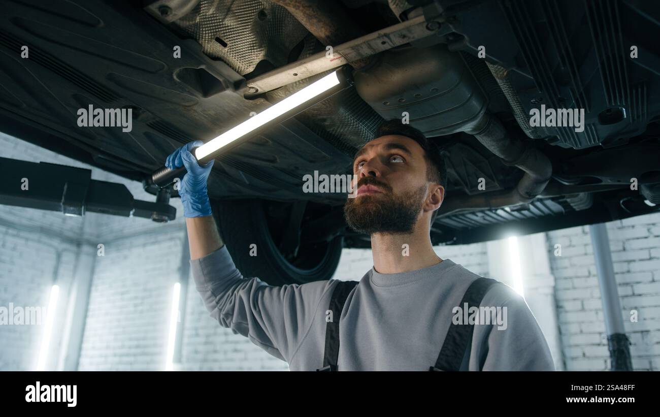 Caucasian man professional mechanic in uniform repairman male engineer ...