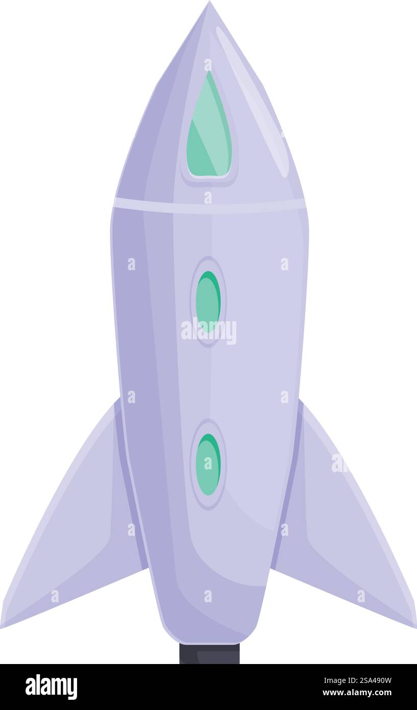 Cartoon style illustration of a space rocket ship waiting on a launch ...