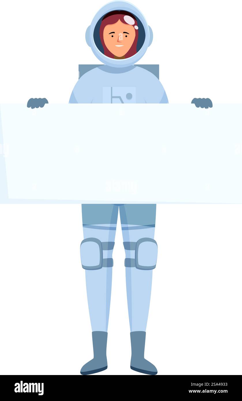 Smiling female astronaut holding blank white board hi-res stock photography and images - Alamy