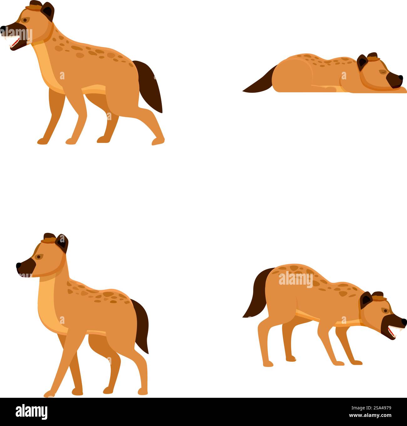 Hyena icons set cartoon vector. Spotted wild hyena. African animal ...