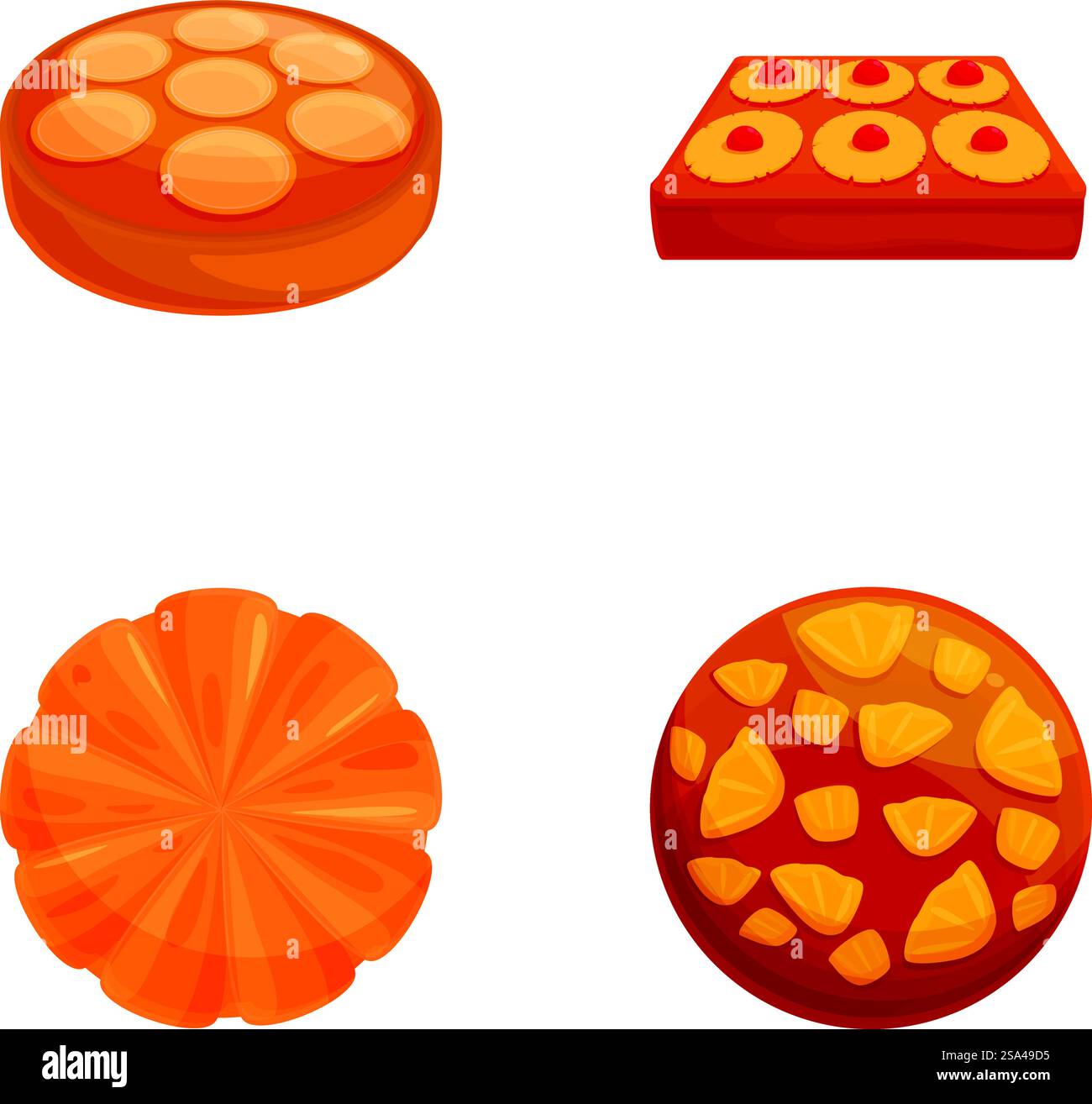 Colorful vector set of four different styled cartoon biscuits and ...