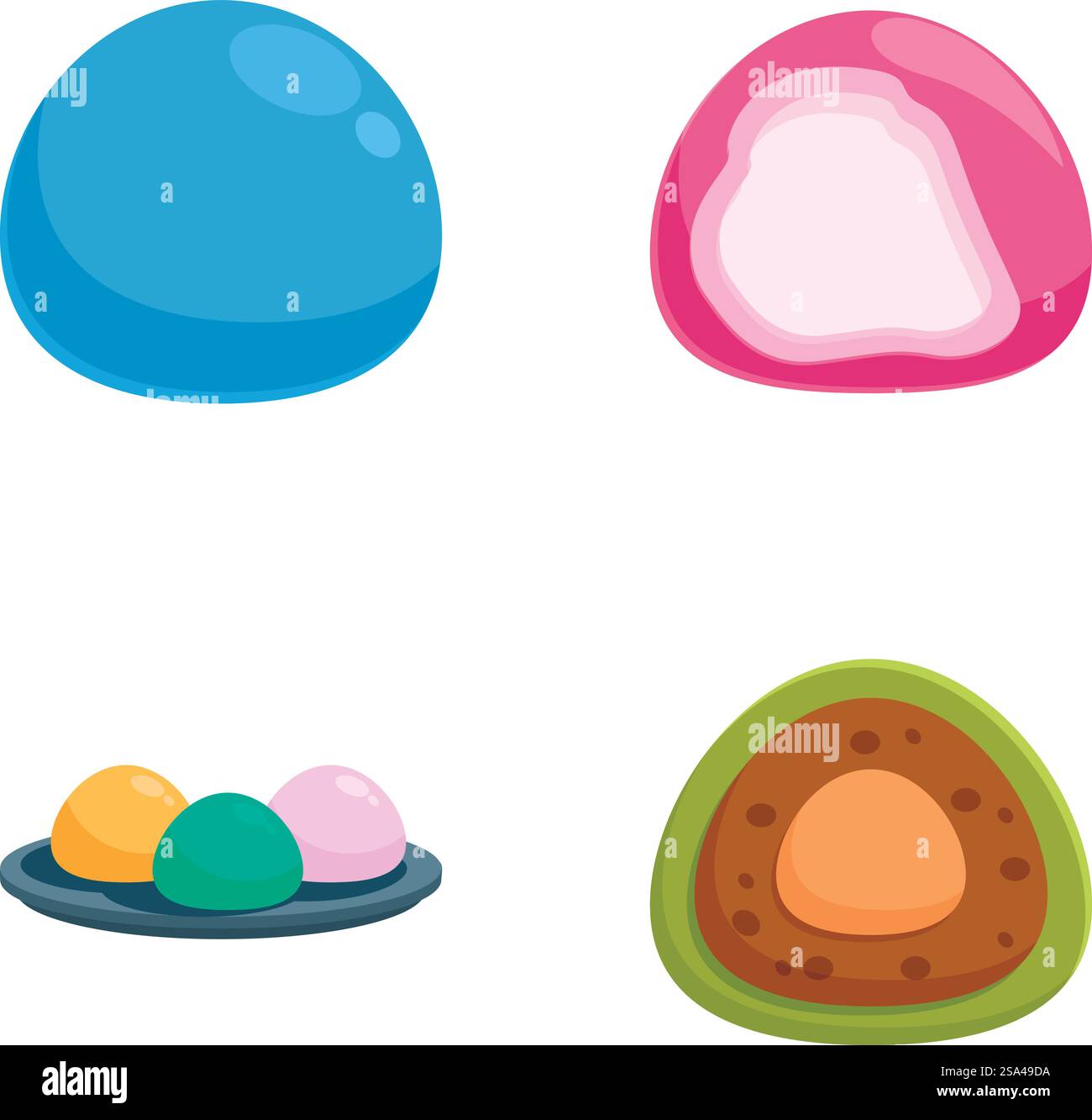 Collection of colorful candy and sweet treat vector illustrations ...