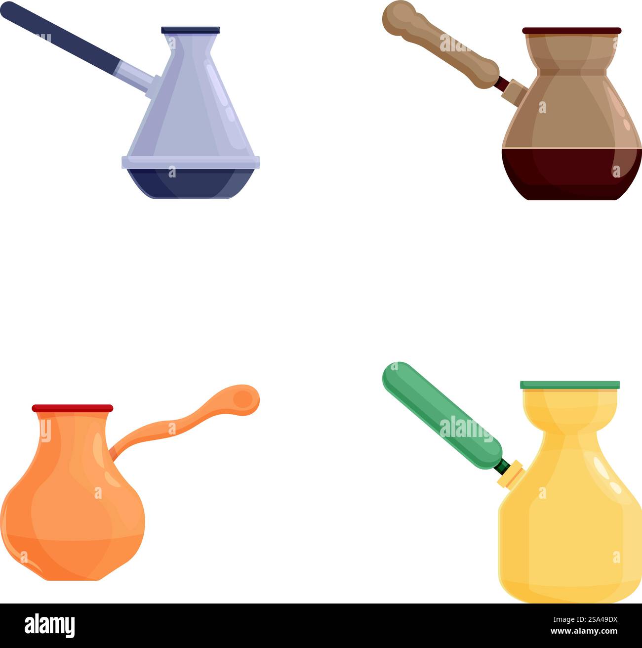 Cezve icons set cartoon vector. Traditional turkish coffee cezve ...