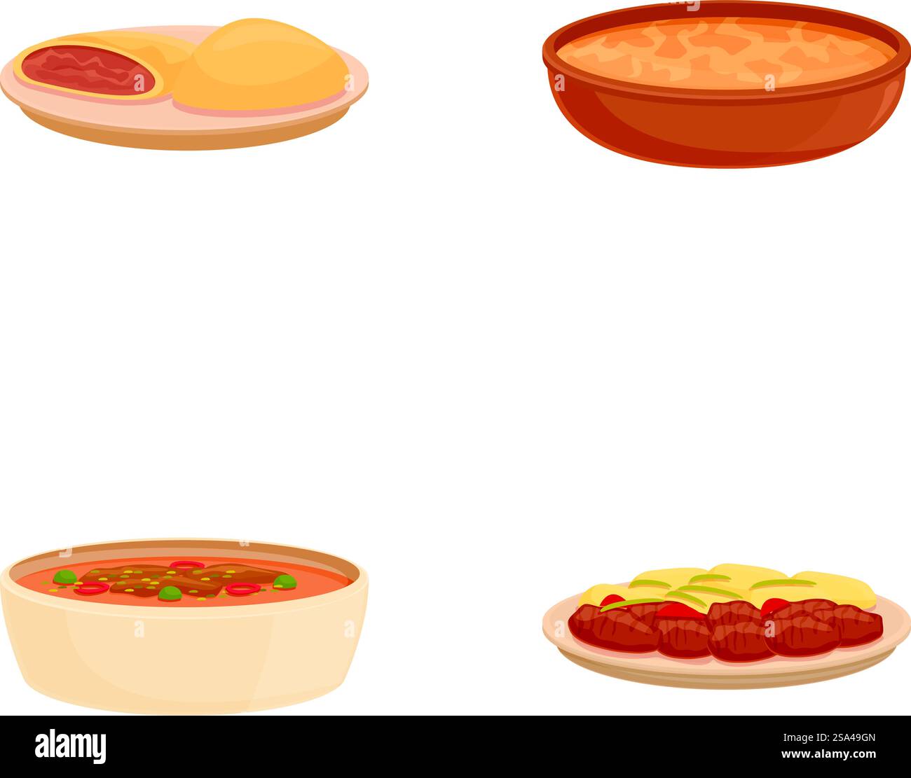 Caribbean food icons set cartoon vector. Various caribbean cuisine dish ...