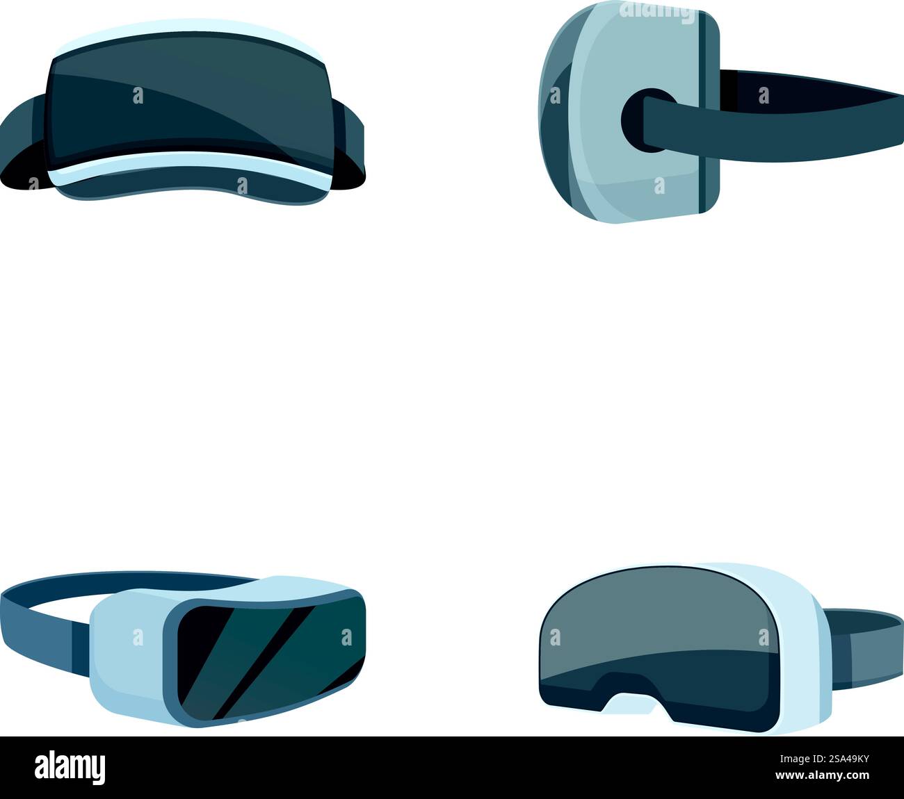 Collection of stylized vr glasses for immersive experience, various ...