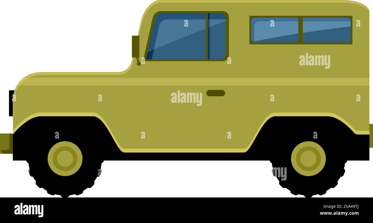 Powerful military suv vehicle standing in profile view isolated on ...