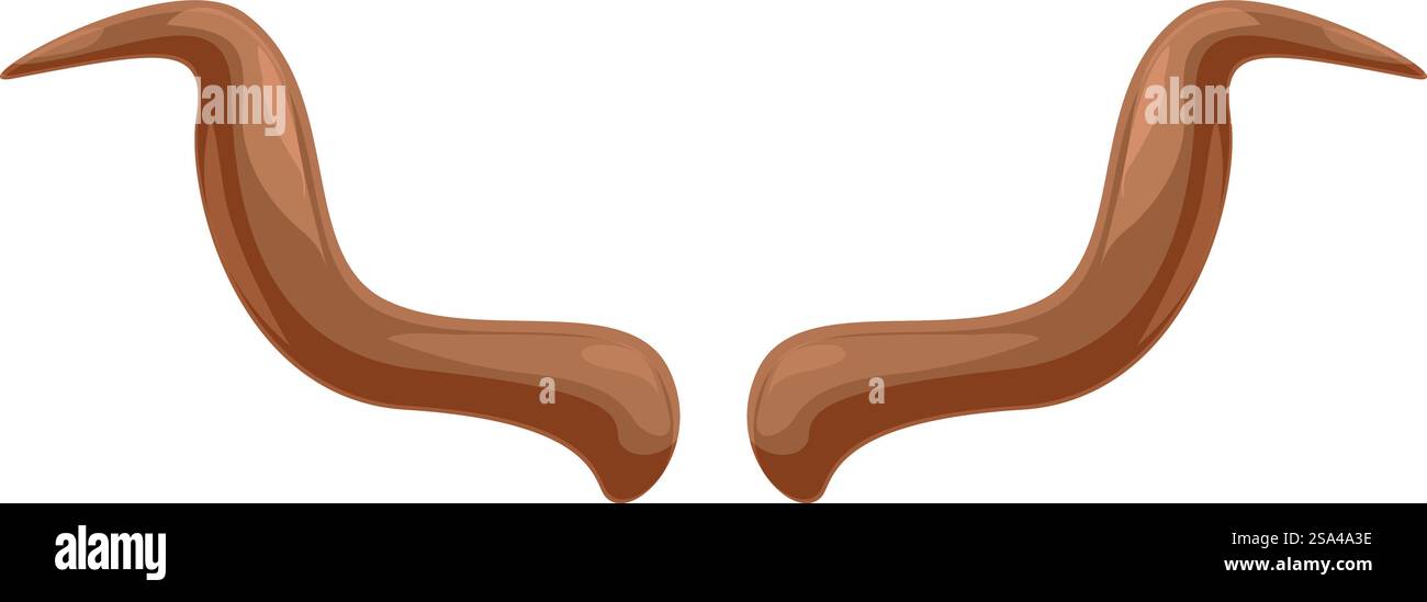 Pair of brown animal horns are pointing upwards hi-res stock ...