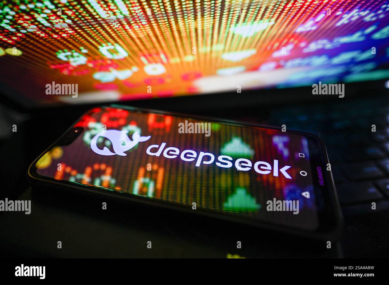 In this photo illustration, the Deepseek logo is displayed on a ...