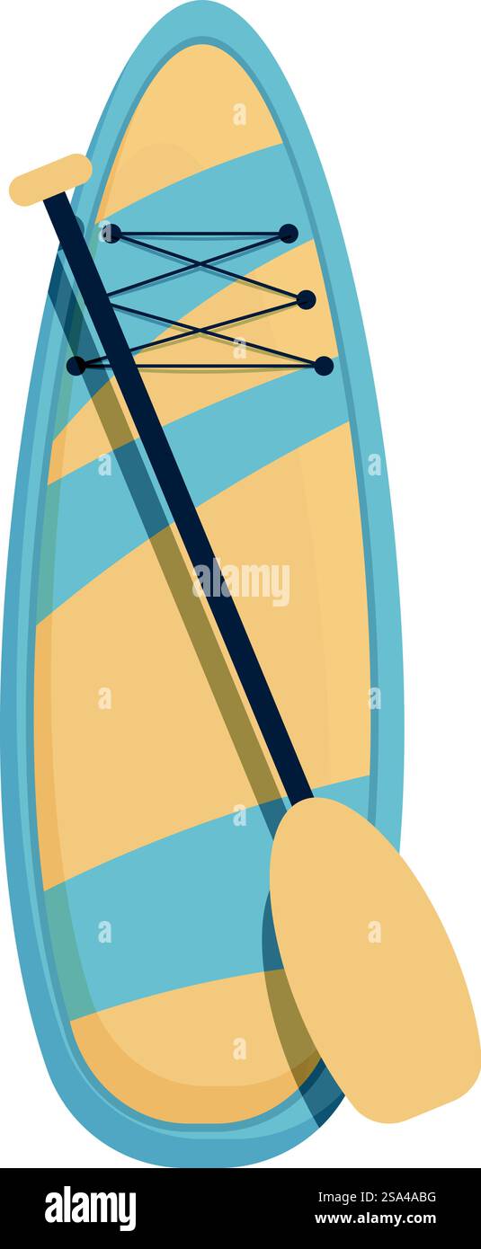 Surfboard with paddle tied on it, ready for practicing stand up ...