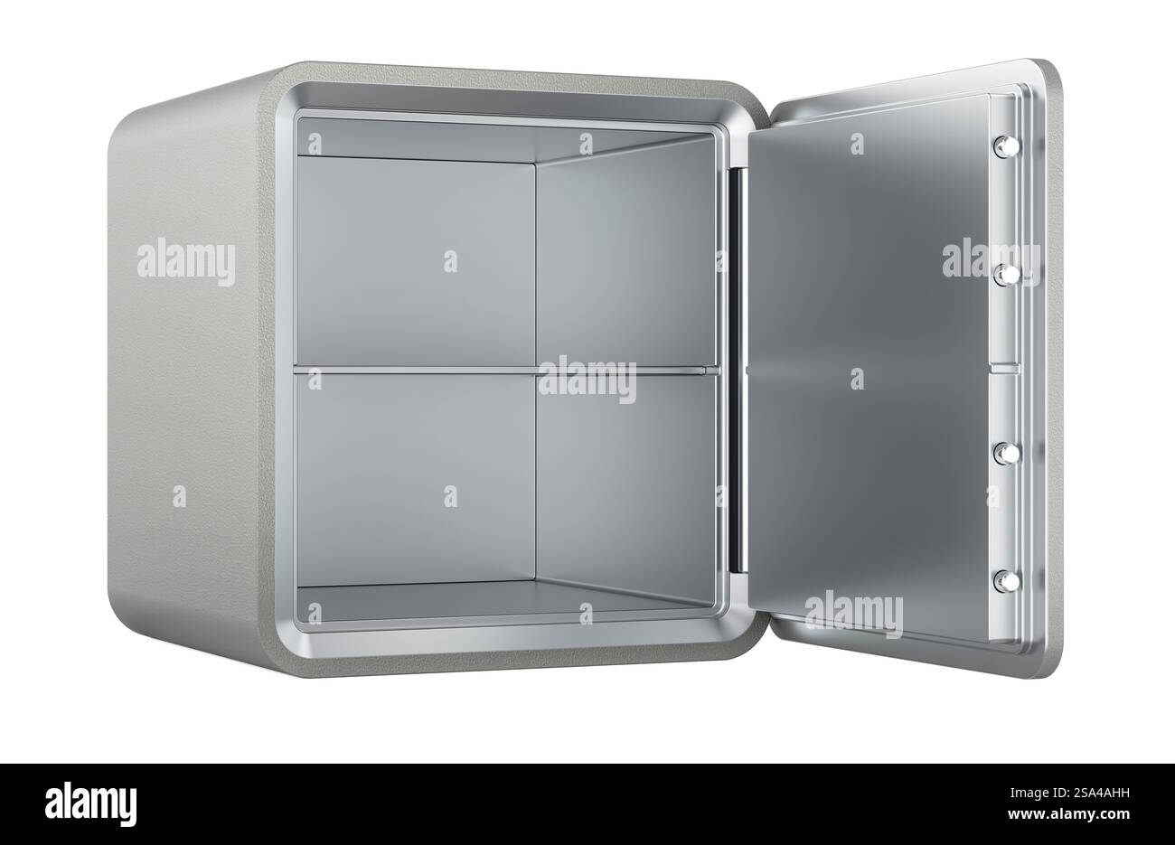 Opened empty safe with combination lock, 3D rendering isolated on white ...